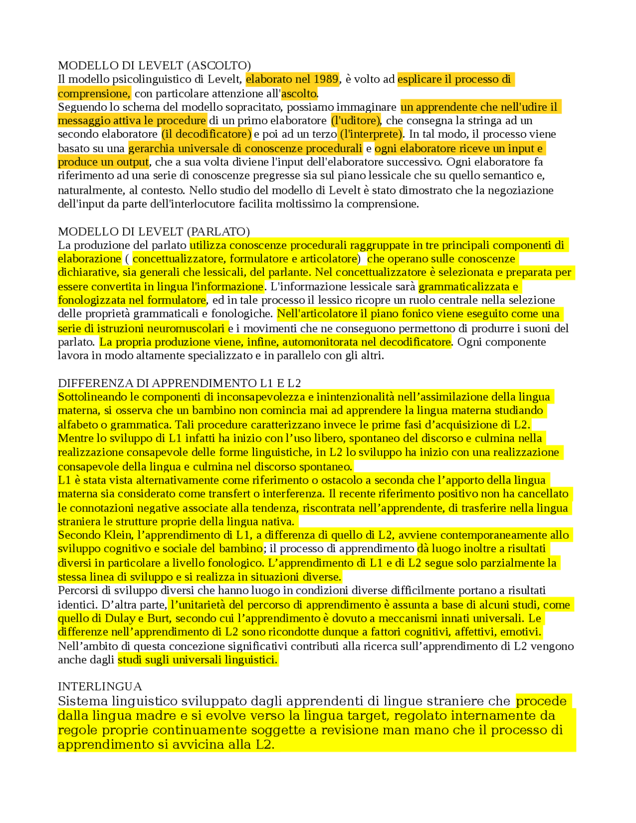 Imparare Unaltra Lingua Bettoni Docsity
