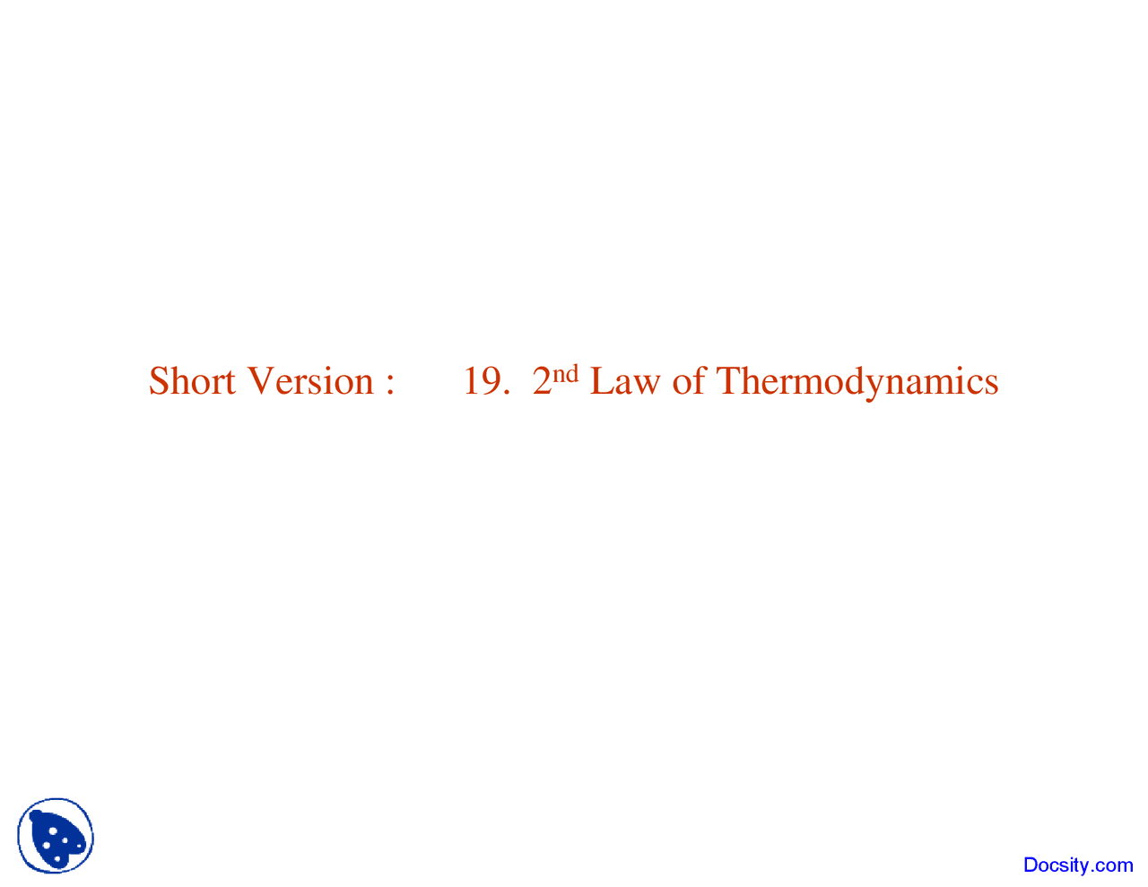 Law Of Thermodynamics General Physcis Lecture Slides Docsity