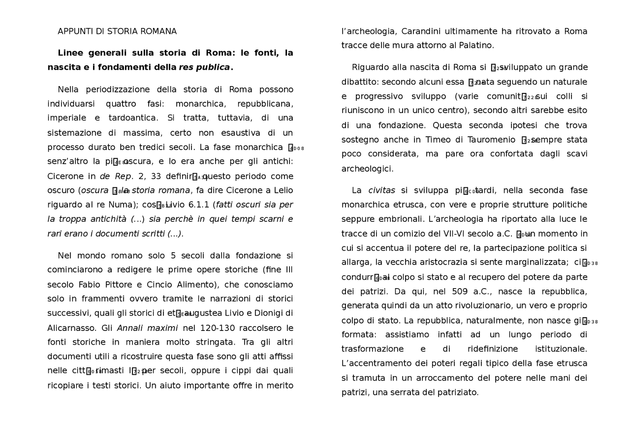 Appunti Di Storia Romana Docsity