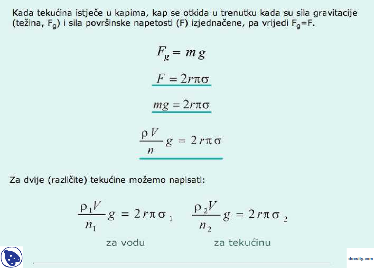 Formule-Vezbe-Napetost povrsine tecnosti-Fizika | Vežbe' predlog Fizika ...