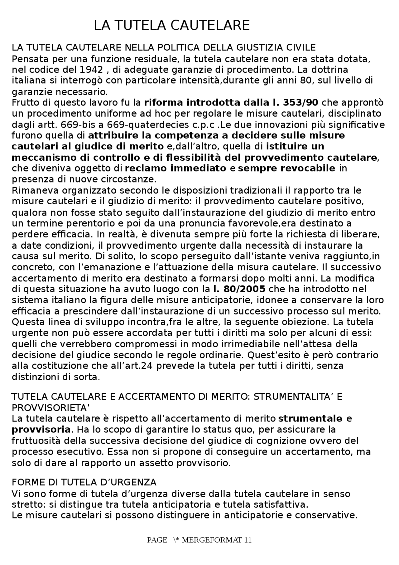 La Tutela Cautelare Docsity