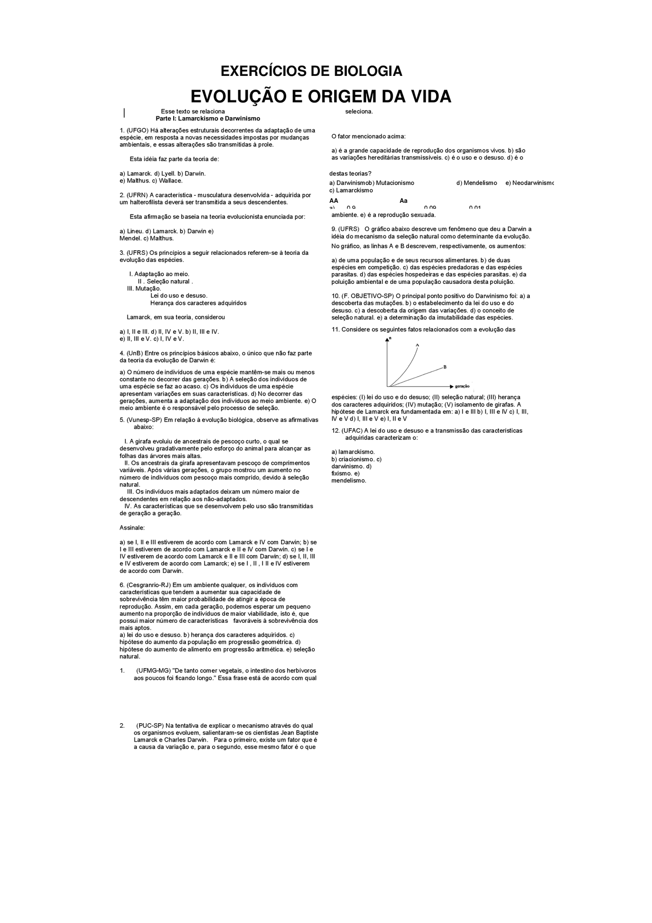 Evolução E Origem Da Vida Apostilas Biologia Docsity