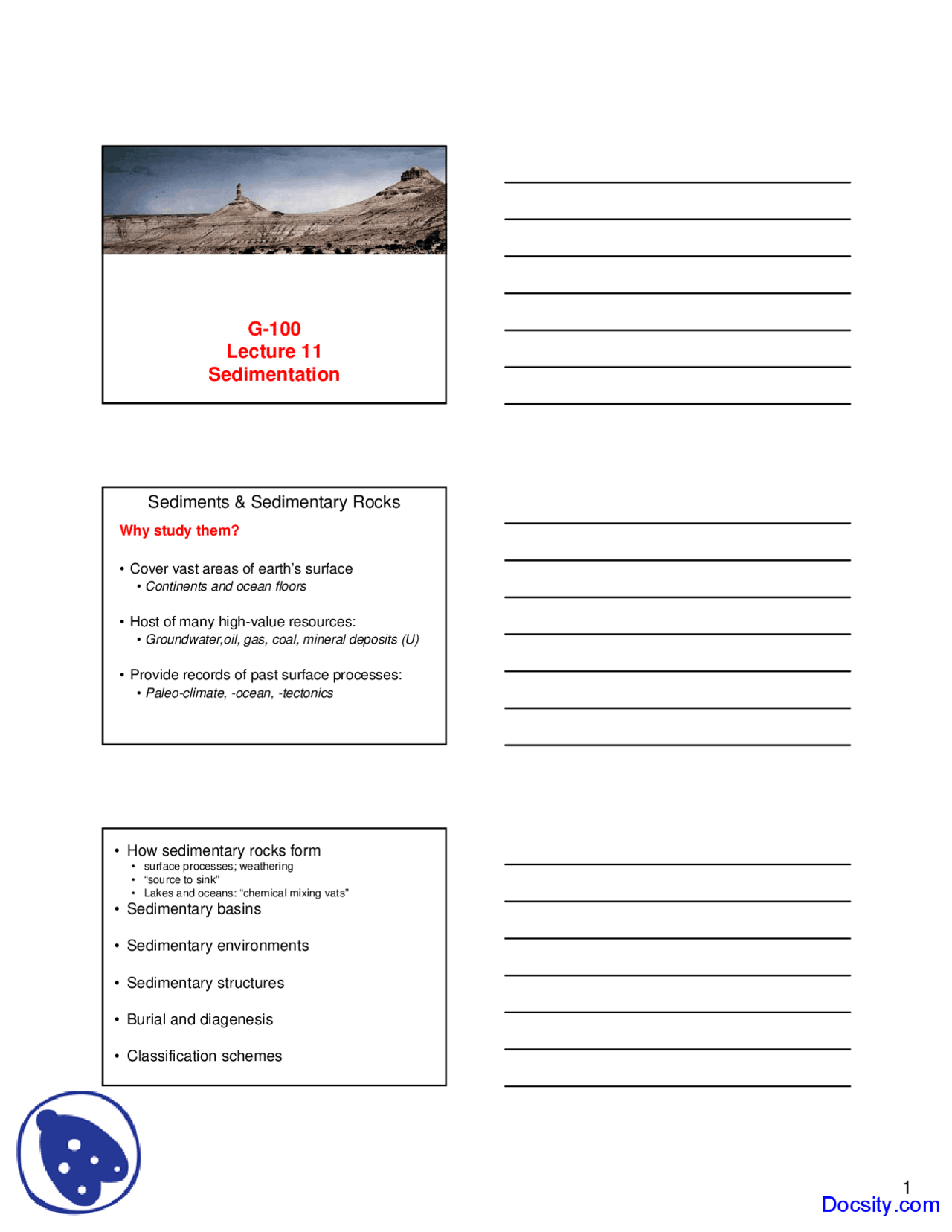 Sedimentation General Geology Lecture Slides Docsity