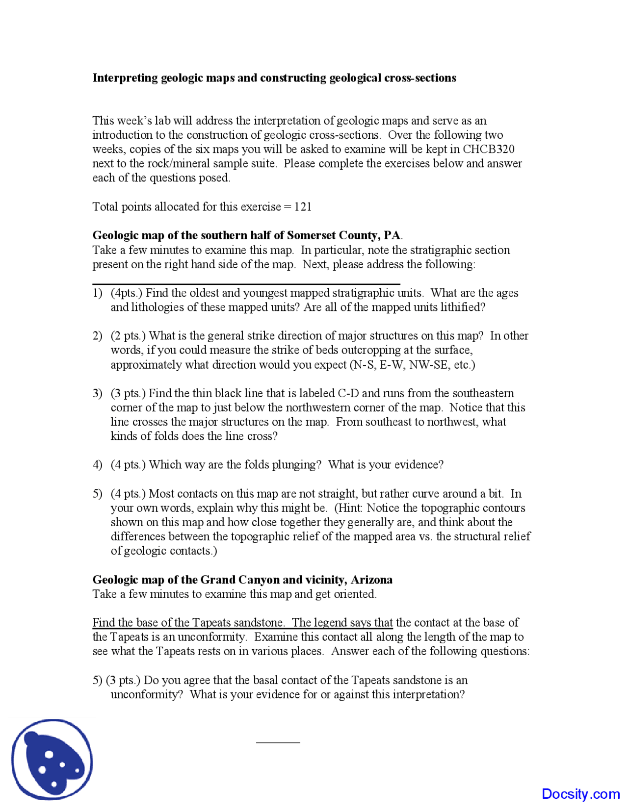 Interpreting Geologic Maps - Field Geology - lecture notes | Study ...