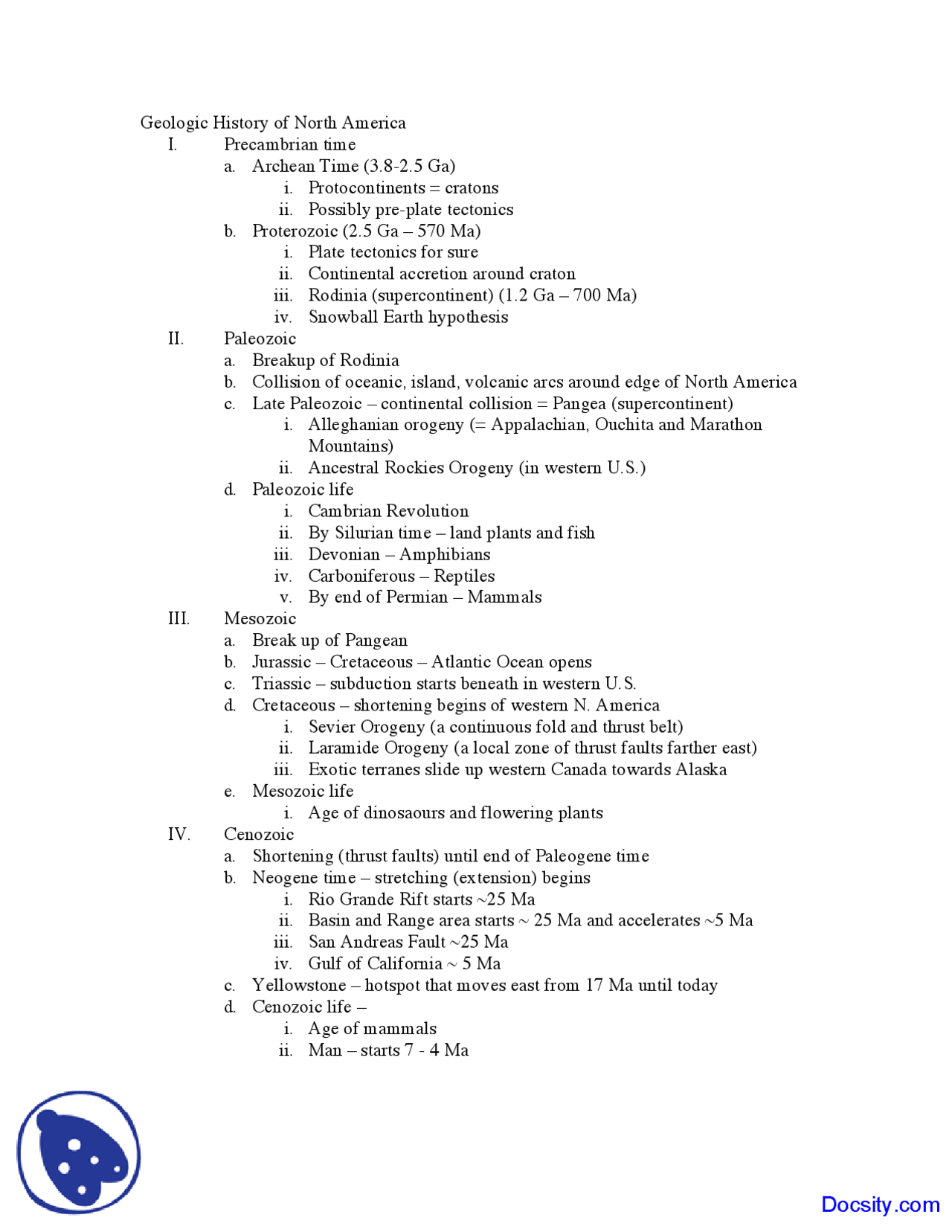 Geologic History - General Geology - Lecture Notes | Study notes ...