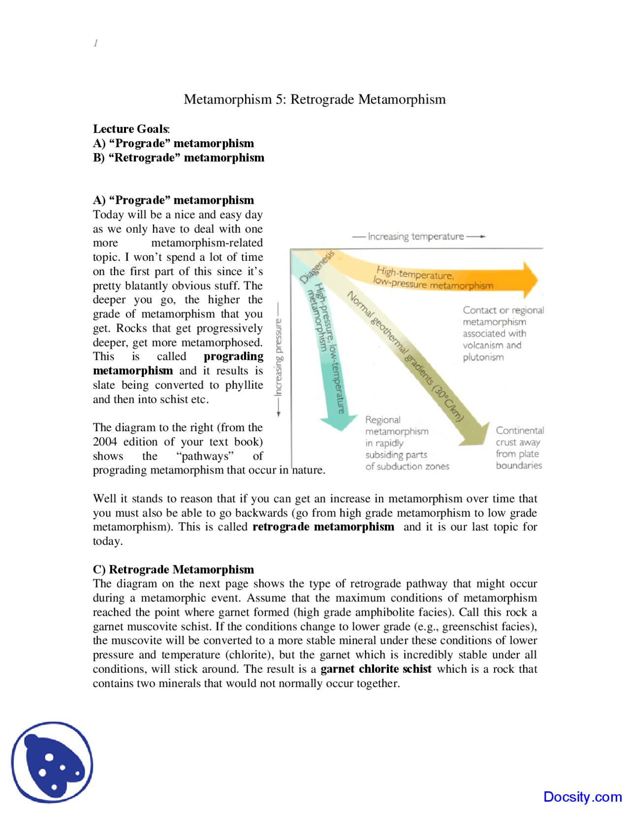 Retrograde Metamorphism - General Geology - Lecture Notes | Study notes ...
