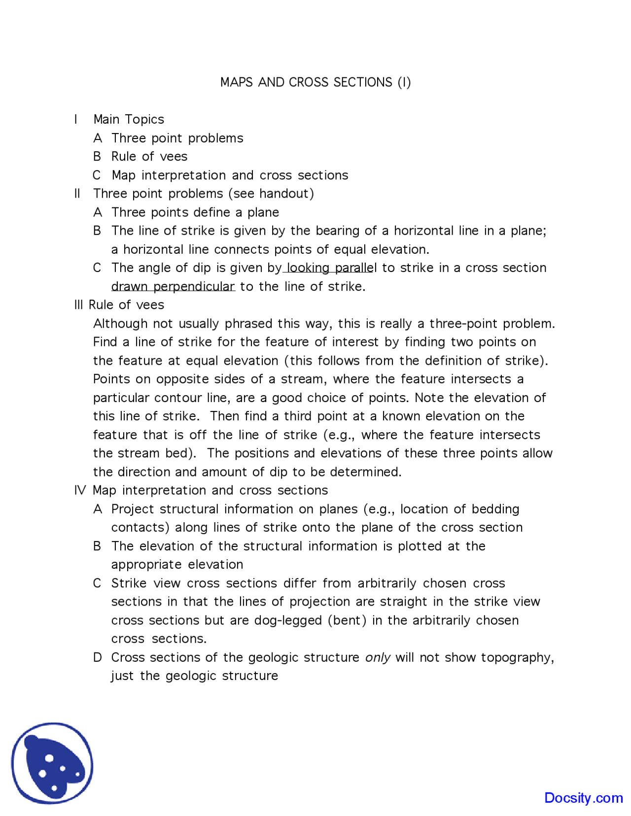 Cross Sections Field Geology Lab Handouts Docsity