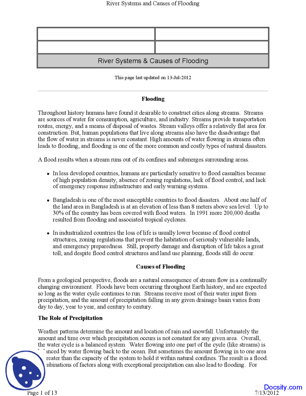 River Systems General Geology Lecture Notes Docsity