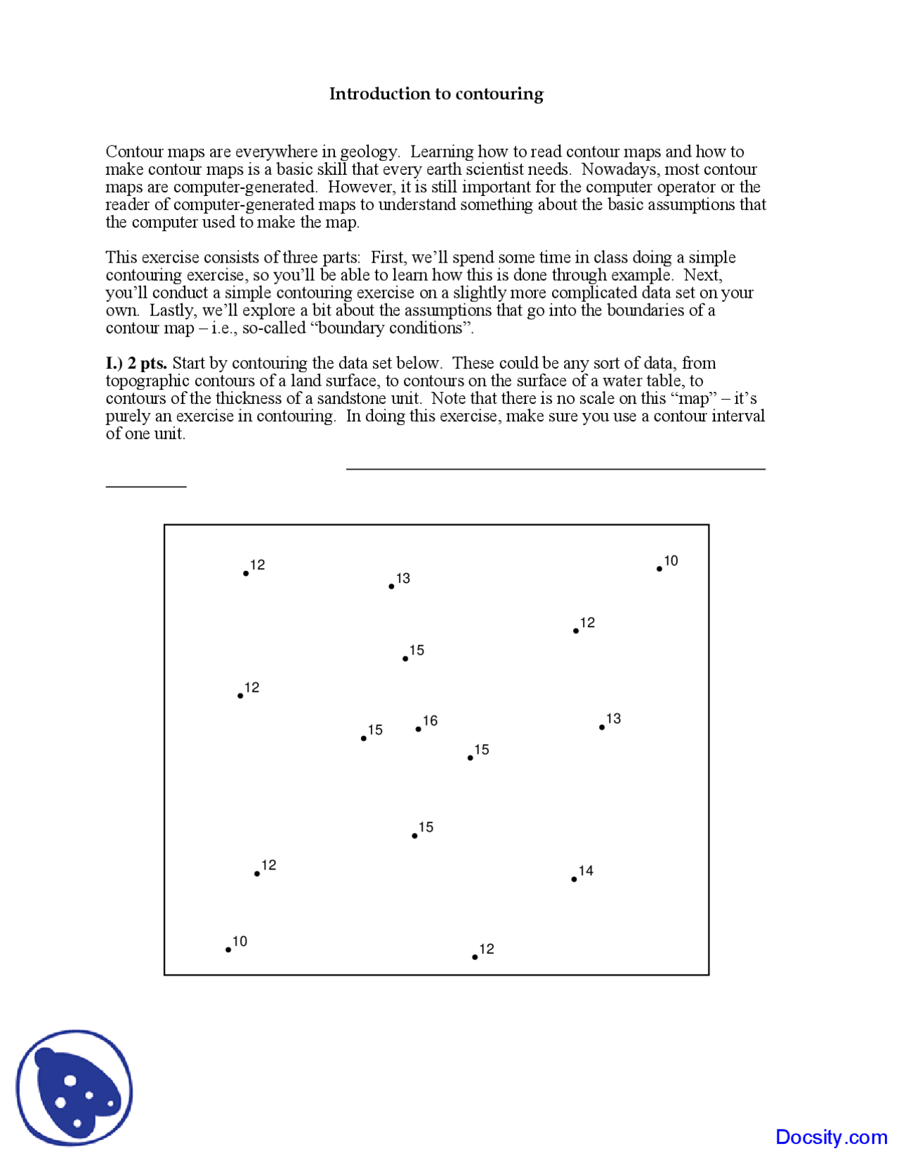 Introduction to Contouring - Field Geology - lecture notes | Study ...