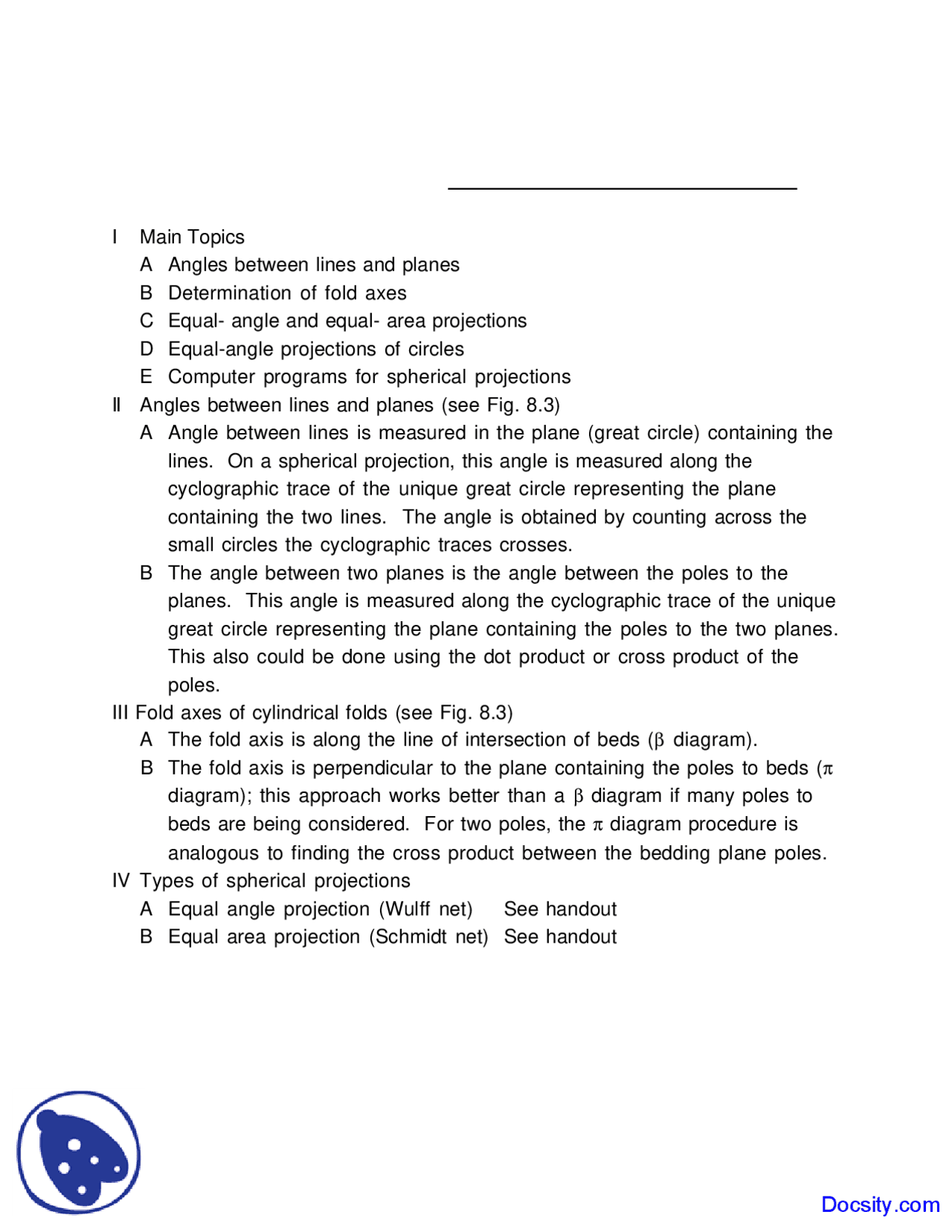 Fold Axes Field Geology Lecture Notes Docsity