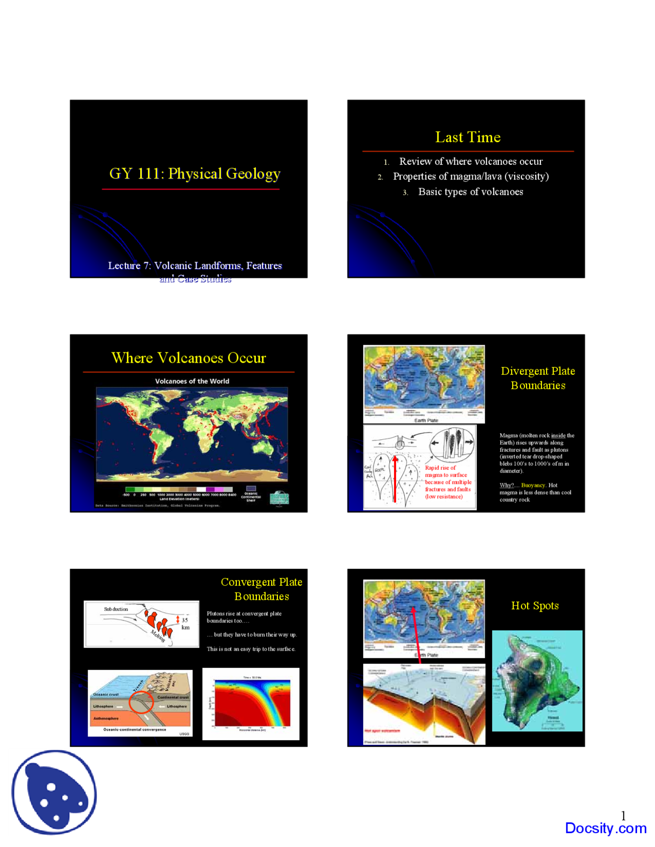 Volcanic Landforms - General Geology - Lecture Slides - Docsity