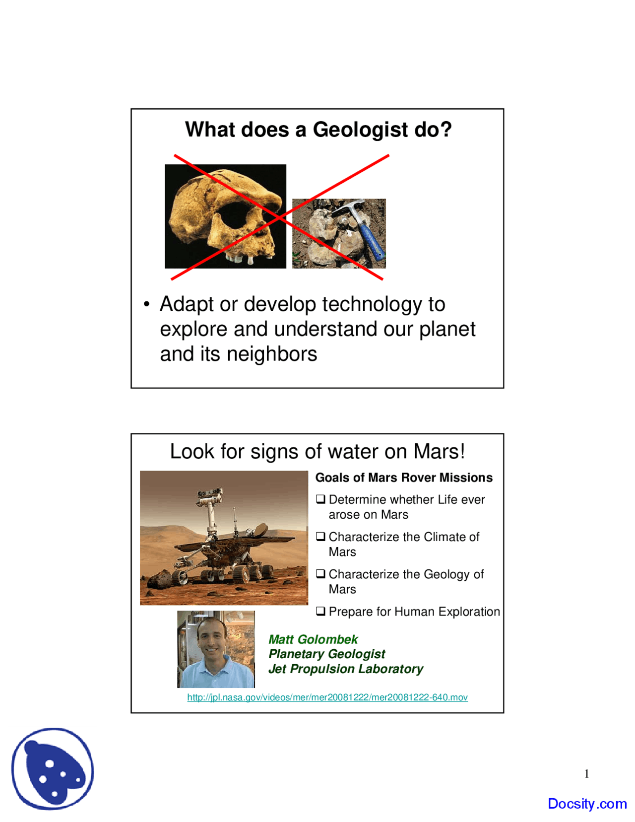 Geologist General Geology Lecture Slides Docsity