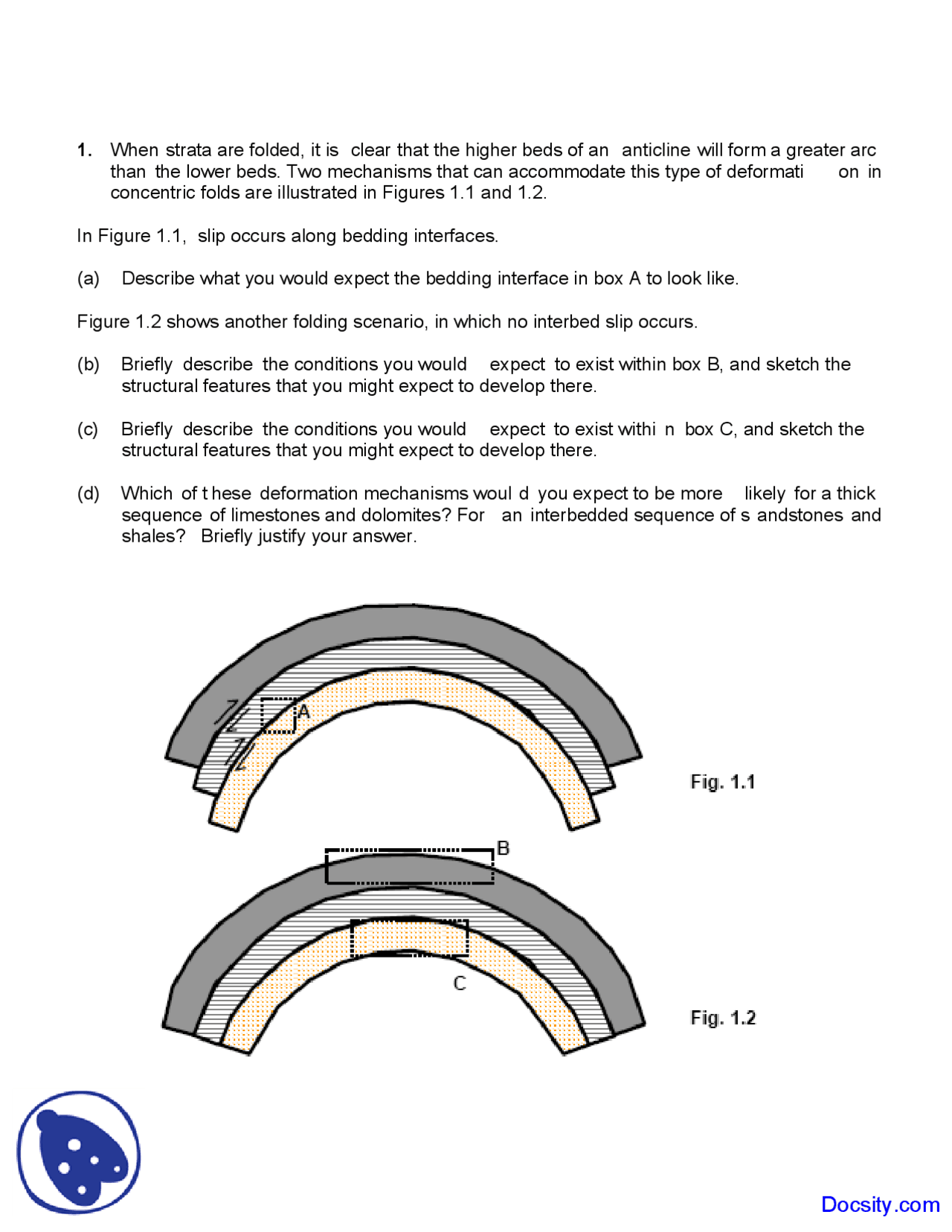 Anticline Field Geology Assignment Docsity