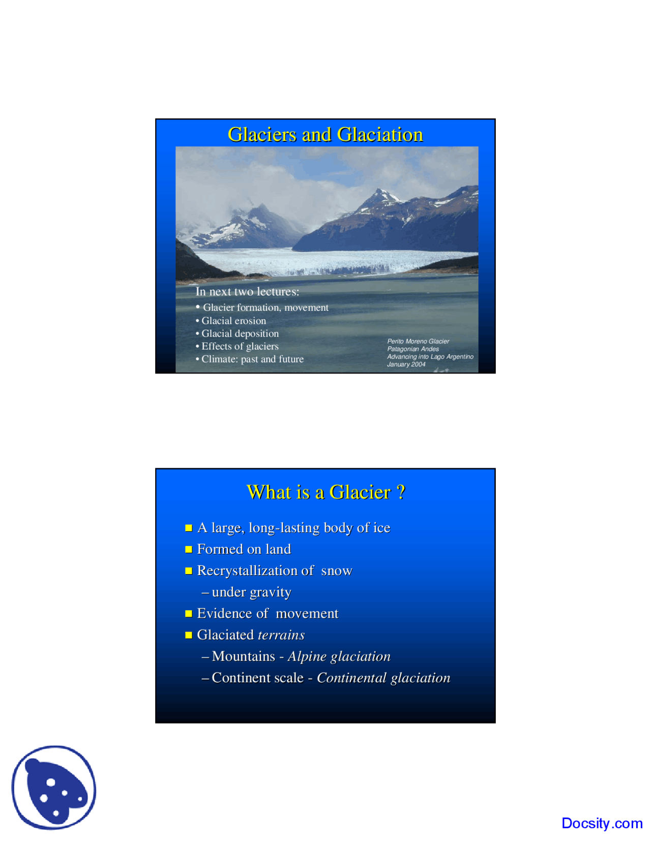 Glaciers And Glaciation General Geology Lecture Slides Docsity