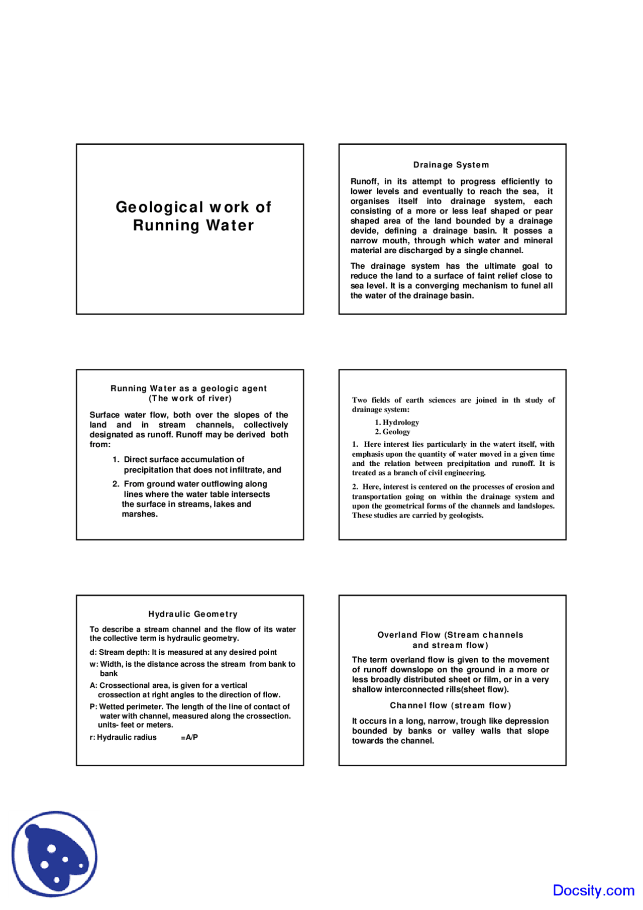 Running Water General Geology Lecture Slides Docsity