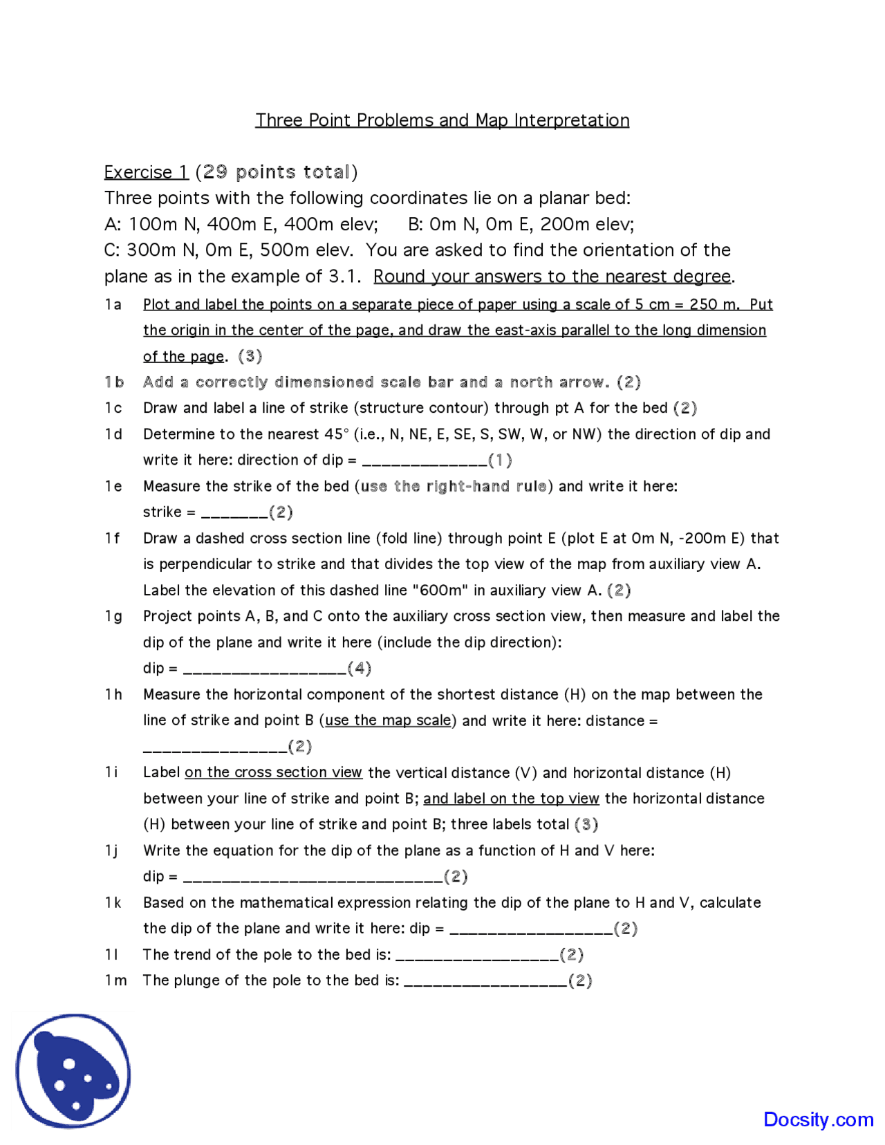 Planar Bed Field Geology Lab Handouts Docsity