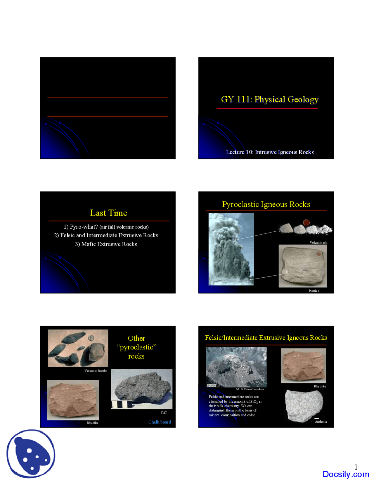 Pyroclastic Igneous Rocks General Geology Lecture Slides Docsity