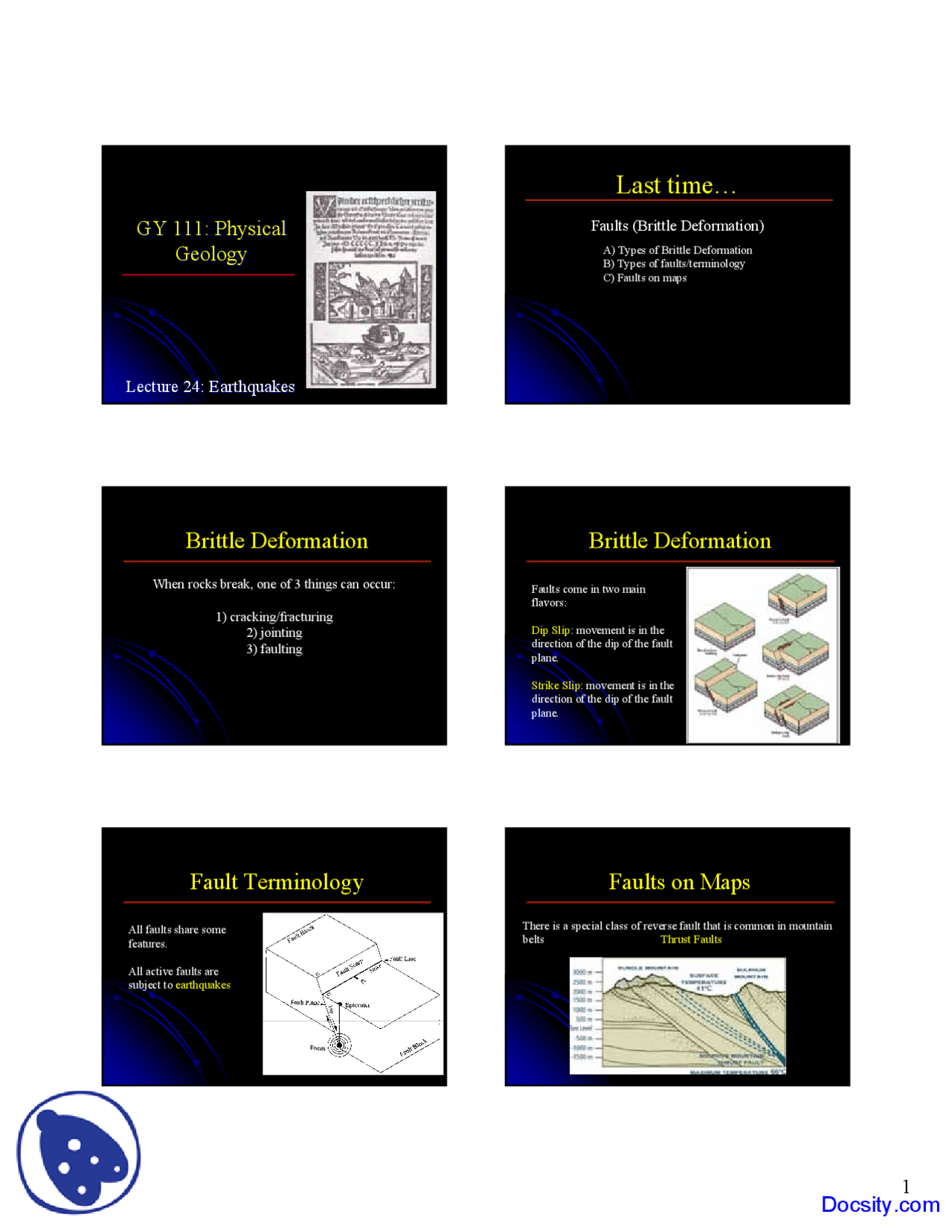 Earthquakes Two General Geology Lecture Slides Docsity