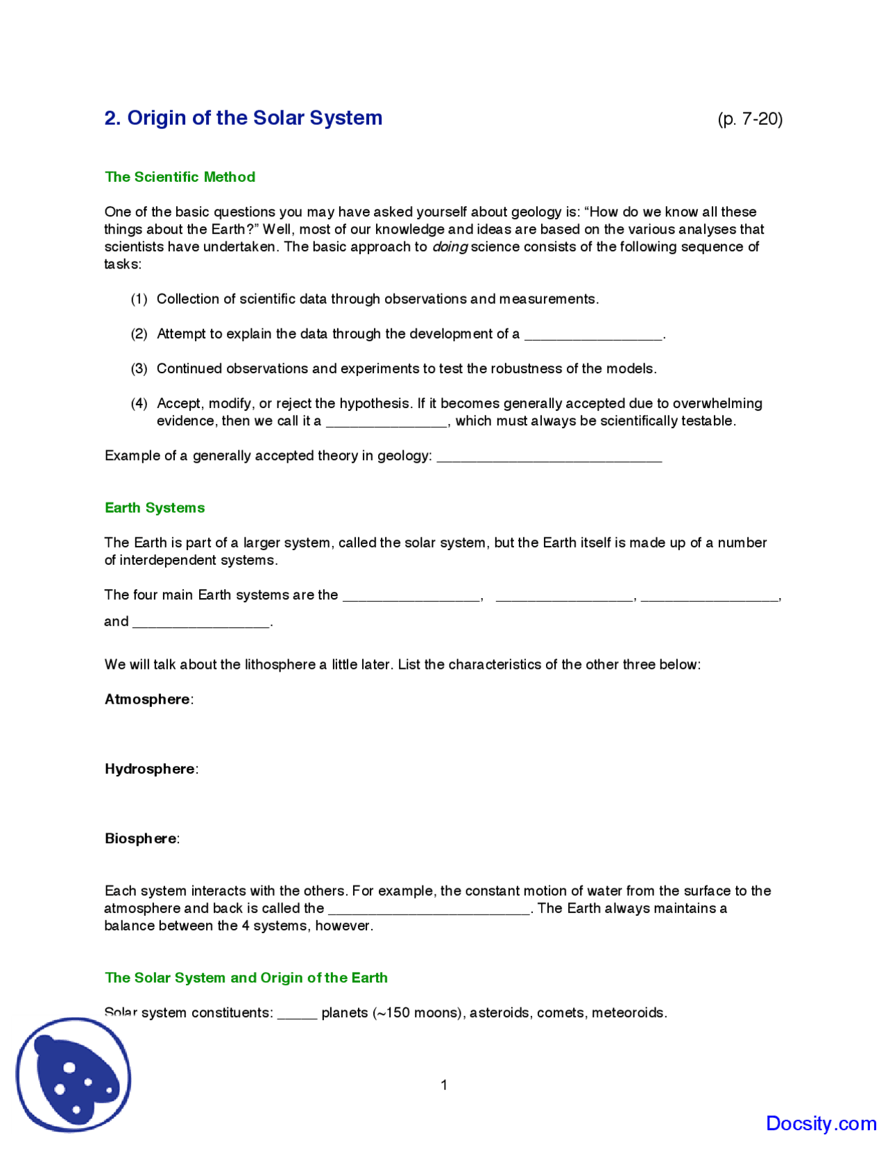 Scientific Method General Geology Lecture Notes Docsity