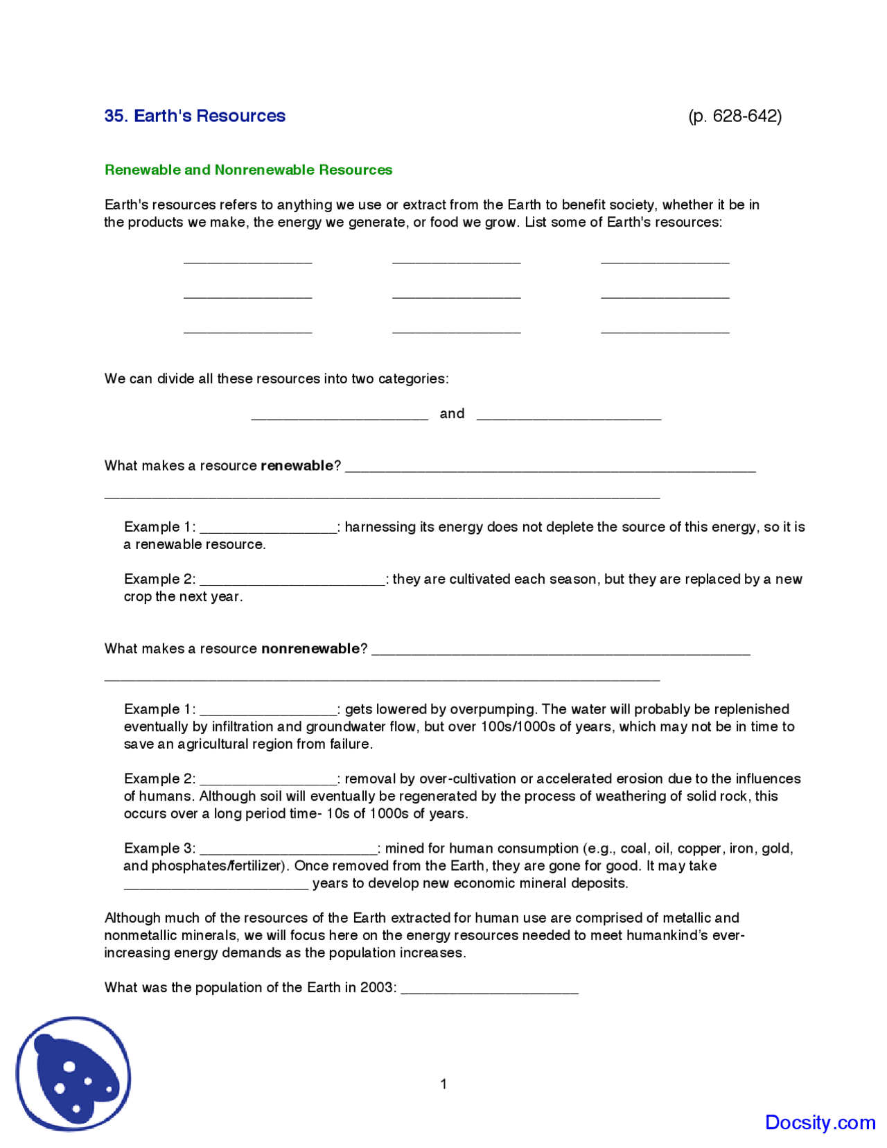 Earths Resources General Geology Lecture Notes Docsity