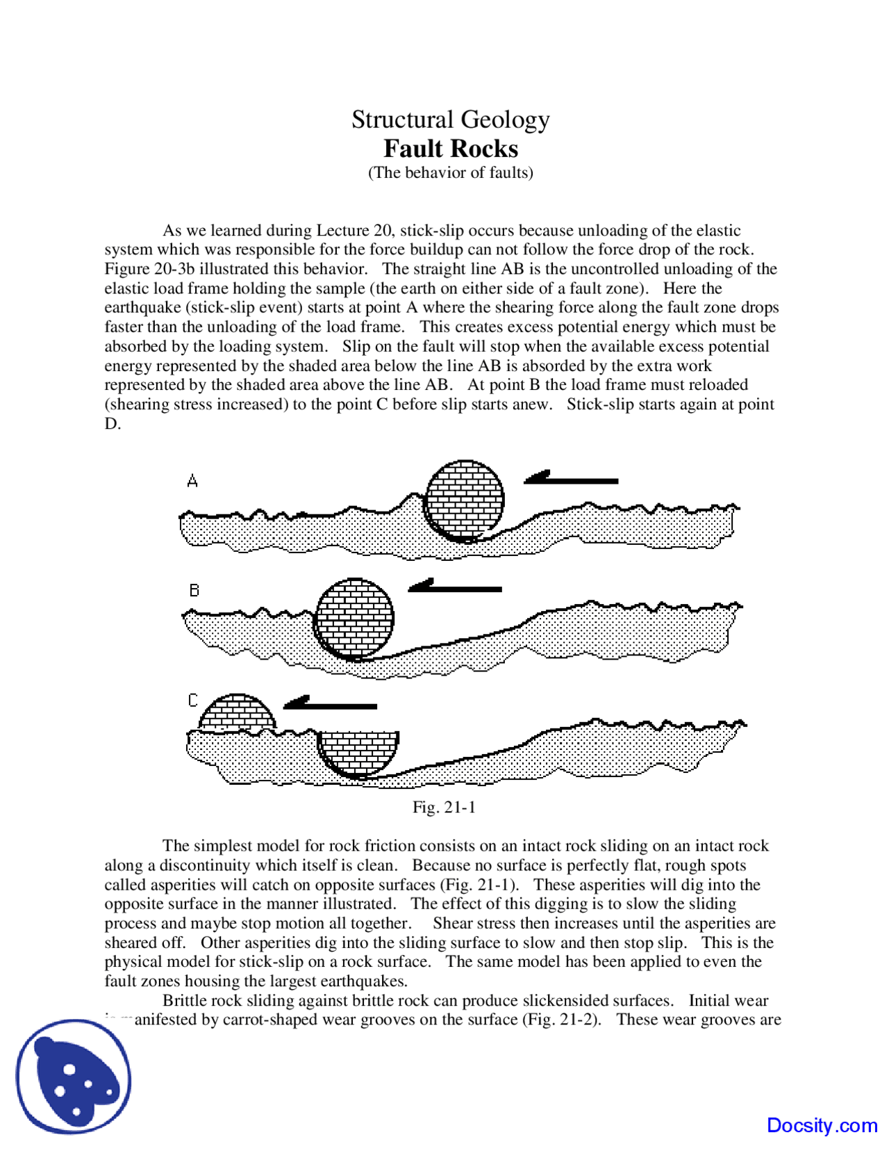 Fault Rocks Field Geology Lecture Notes Docsity