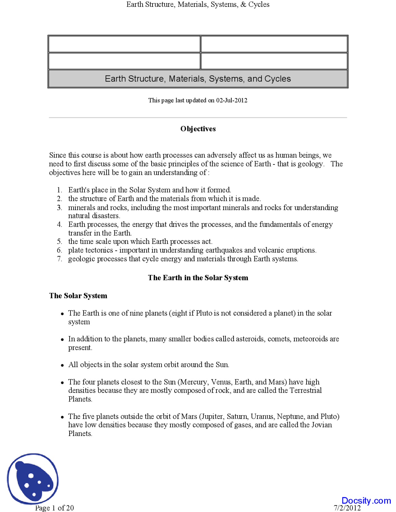 Cycles General Geology Lecture Notes Docsity