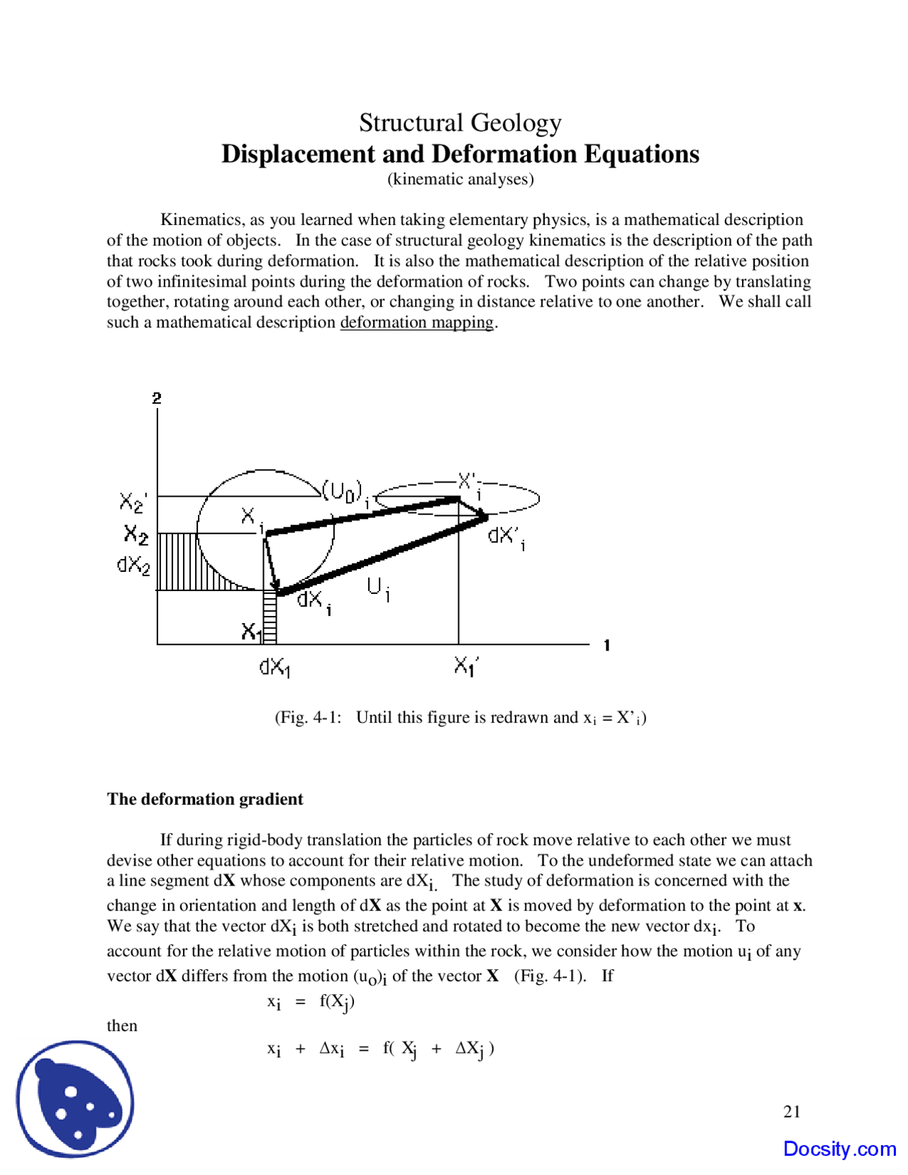 Deformation Equations Field Geology Lecture Notes Docsity