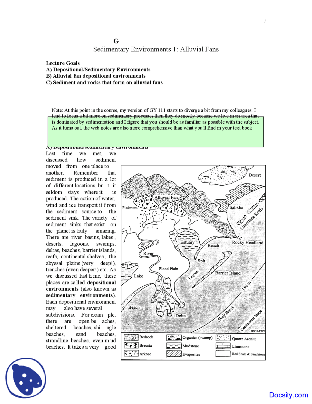 Sedimentary Environments - General Geology - Lecture Notes | Study ...