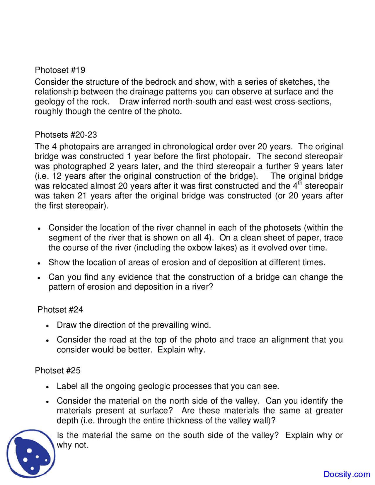 Bedrock Field Geology Assignment Docsity