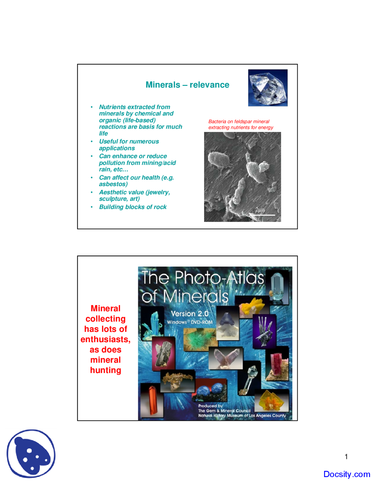 Minerals General Geology Lecture Slides Docsity