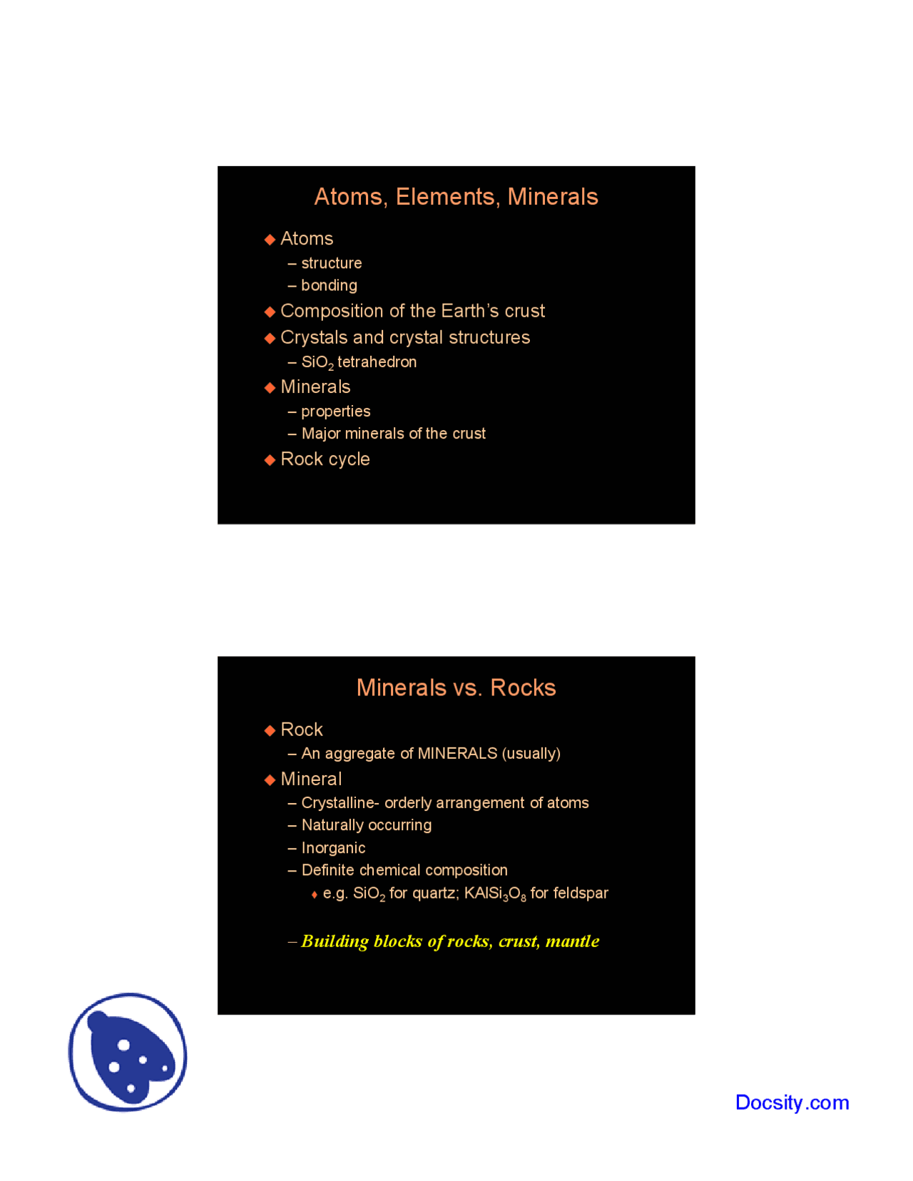 Atoms General Geology Lecture Slides Docsity