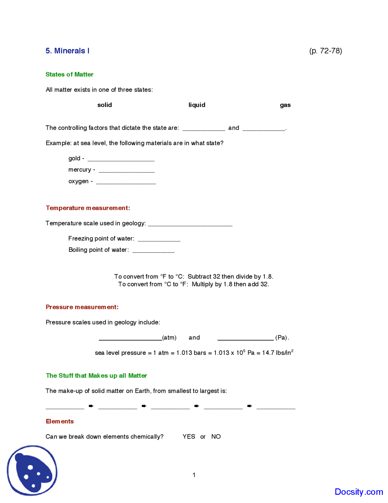 States of Matter - General Geology - Lecture Notes | Study notes ...