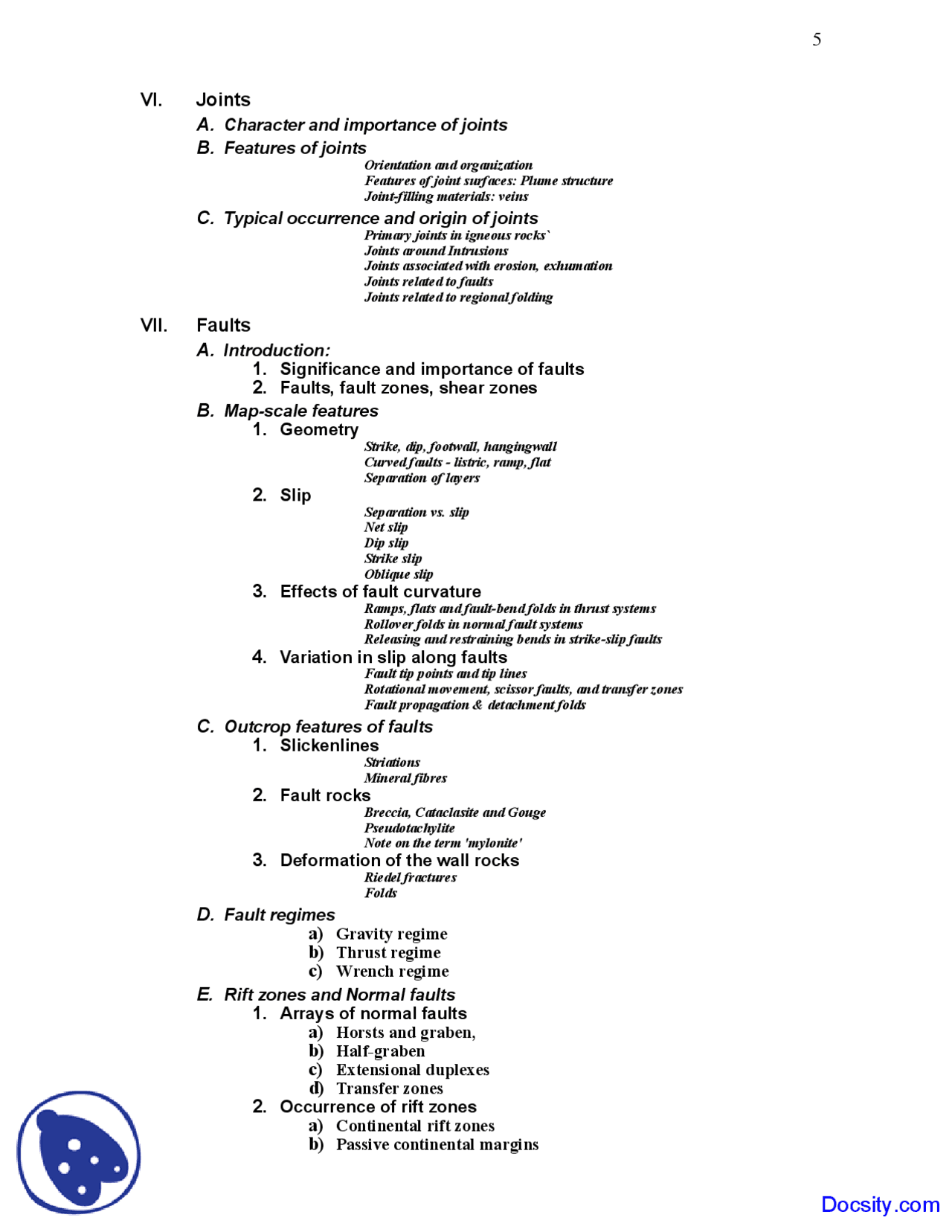 Joints Field Geology Lecture Notes Docsity