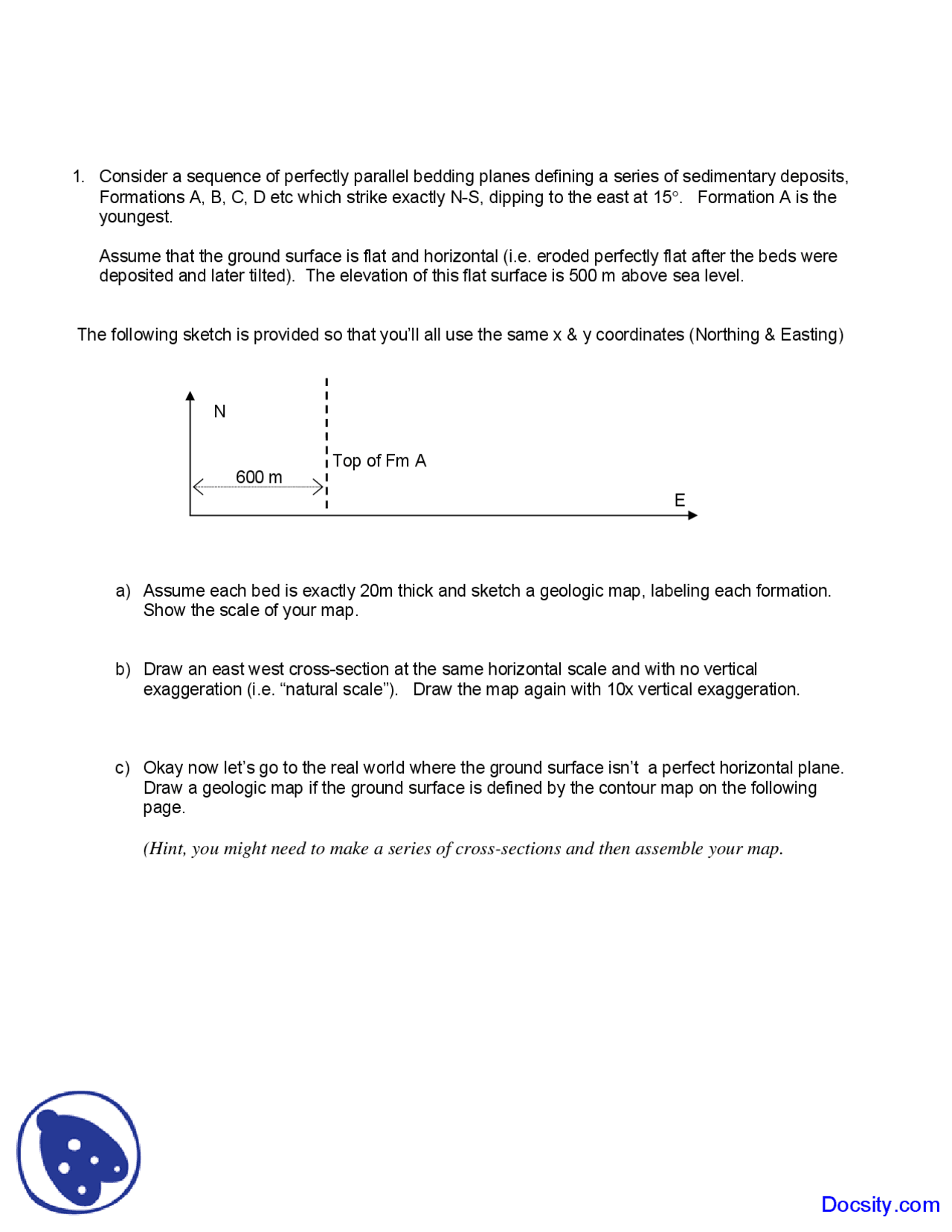 Bedding Planes Field Geology Assignment Docsity