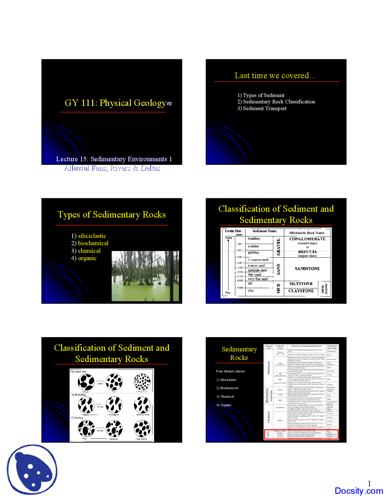 Sedimentary Environments General Geology Lecture Slides Docsity