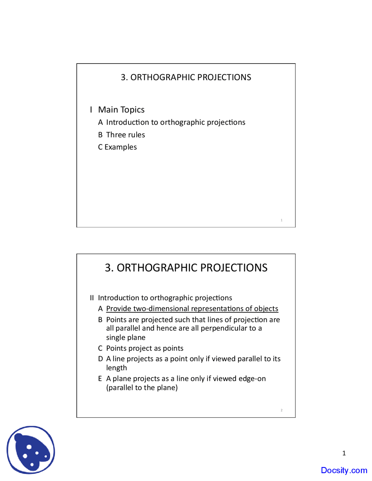 Orthographic Projectioms Field Geology Lecture Slides Docsity