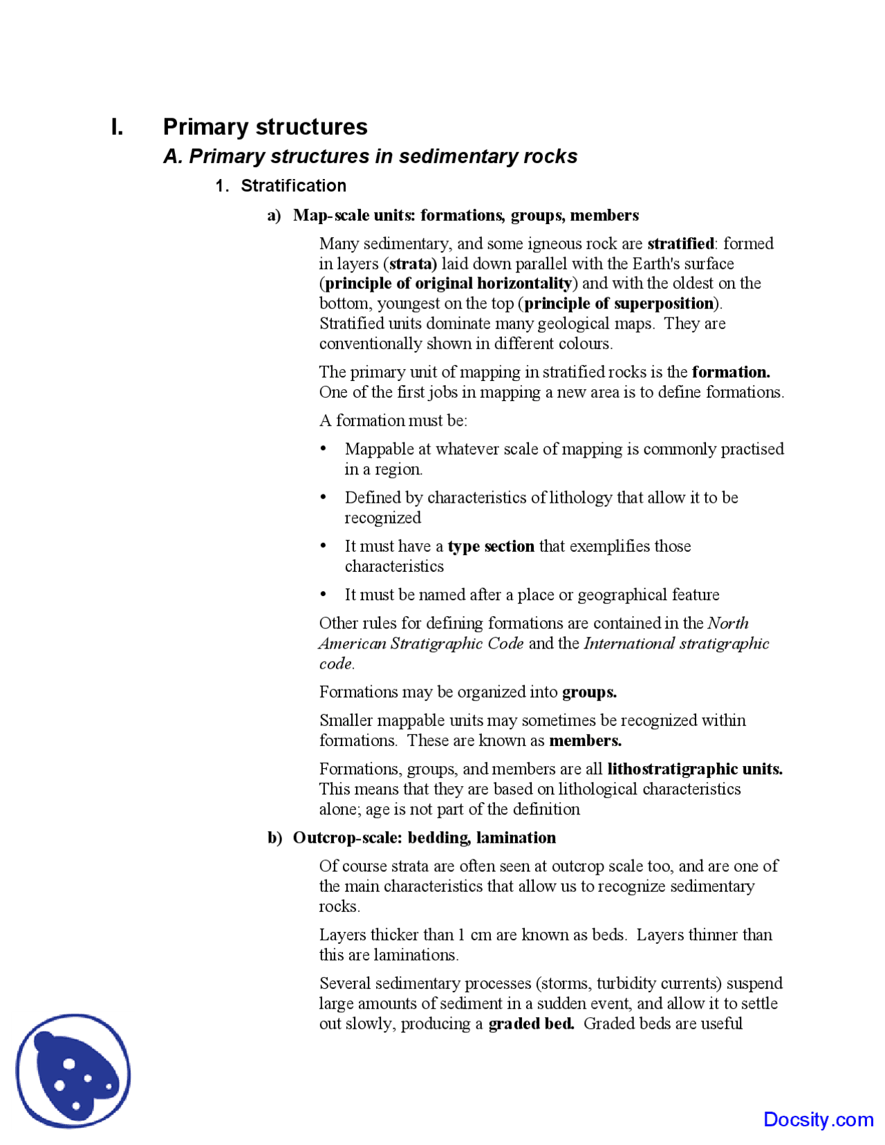 Primary Structures Notes Field Geology Lecture Notes Docsity