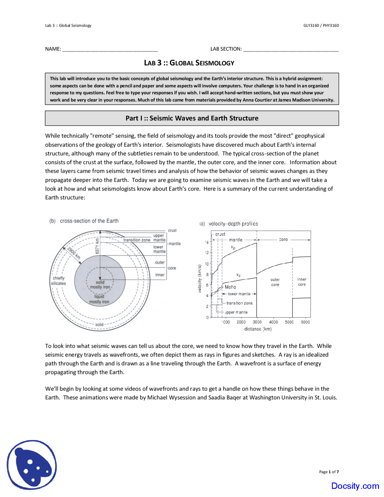 Global Seismology - Seismology - Lab Notes | Study notes Geology | Docsity