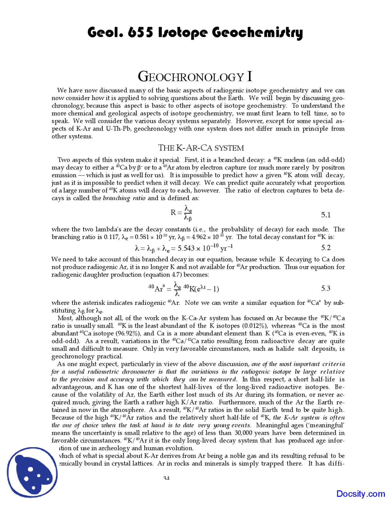 Radiogenic Isotope Geochemistry Mineral Deposits Lecture Notes