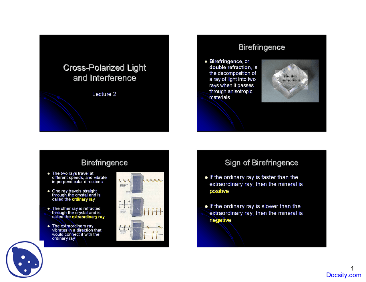 Birefringence And Interference Mineral Deposits Lecture Slides