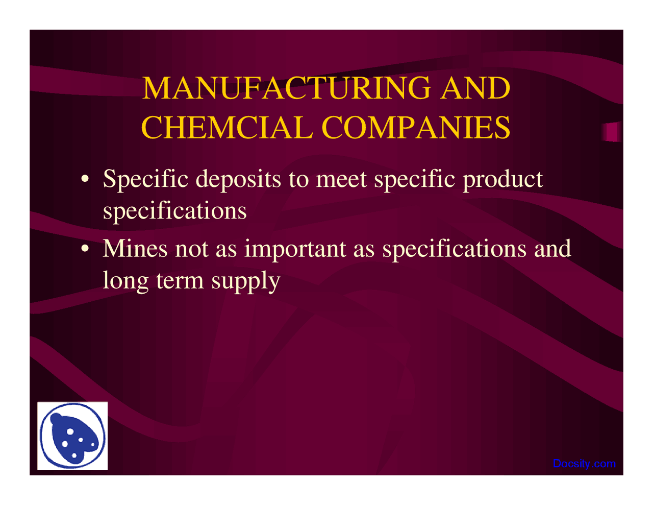 Manufacturing Mineral Deposits Lecture Slides Docsity