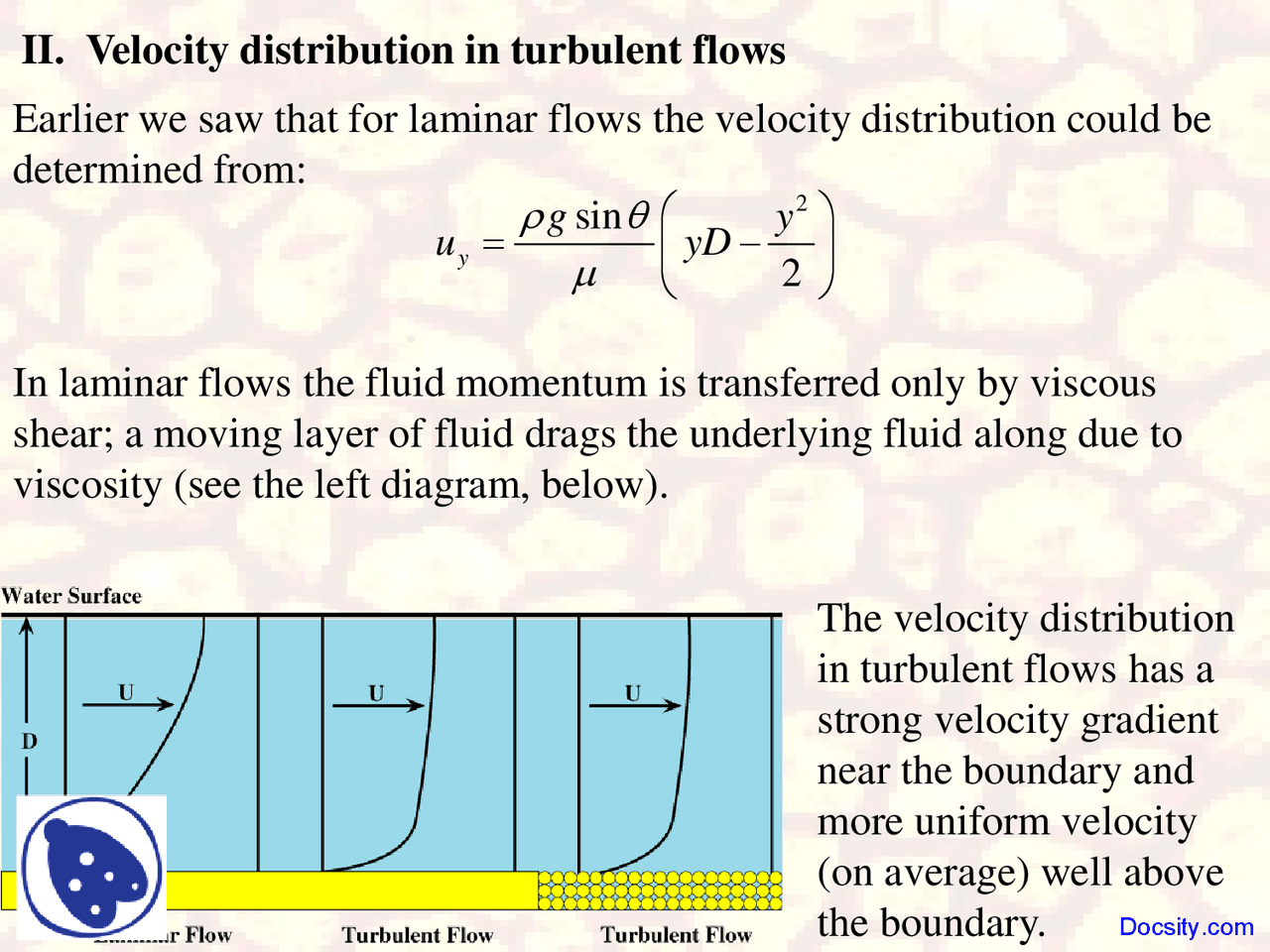 Velocity Distribution Sedimentology Lecture Slides Slides Geology