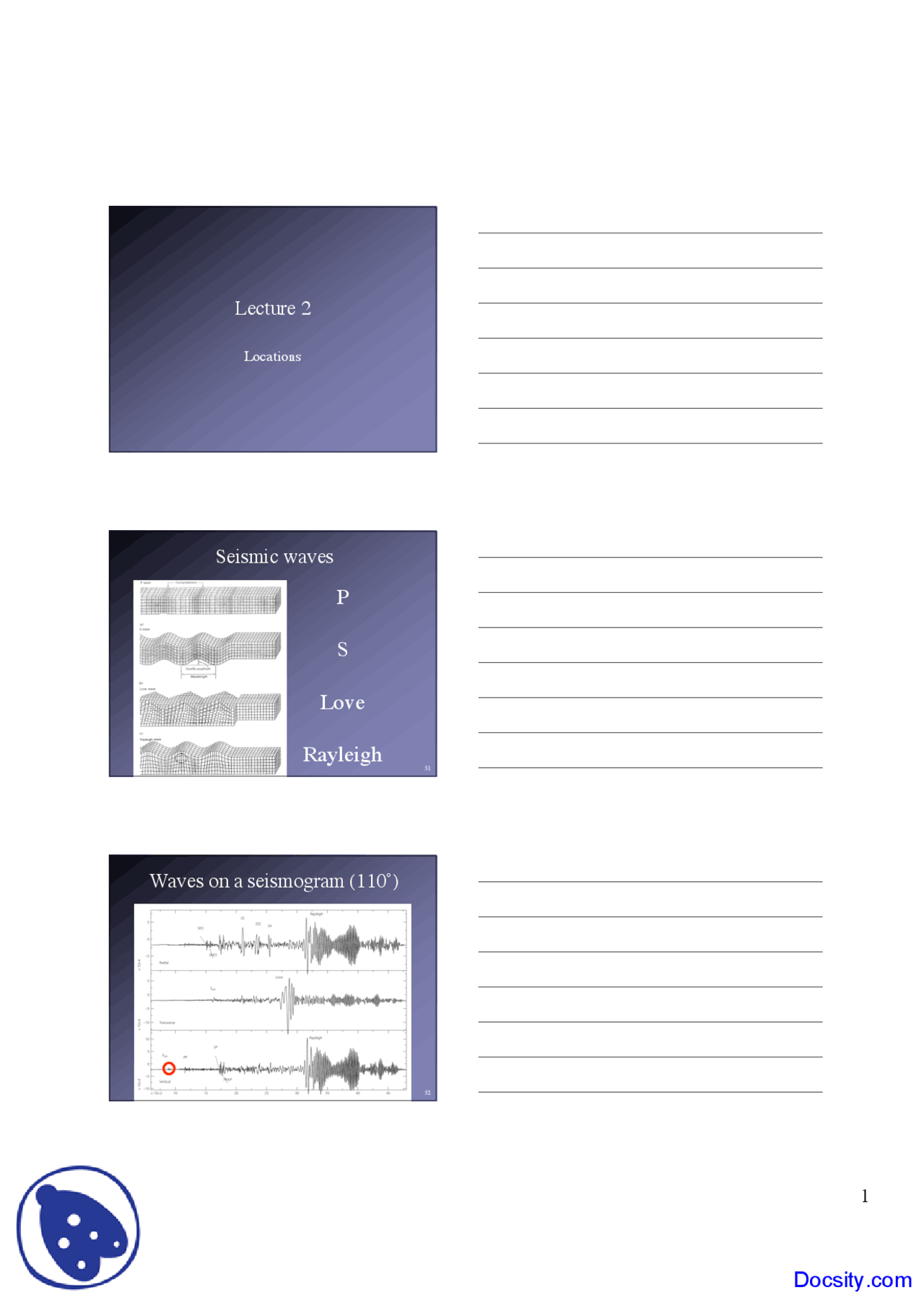 Locations Seismology Lecture Slides Docsity