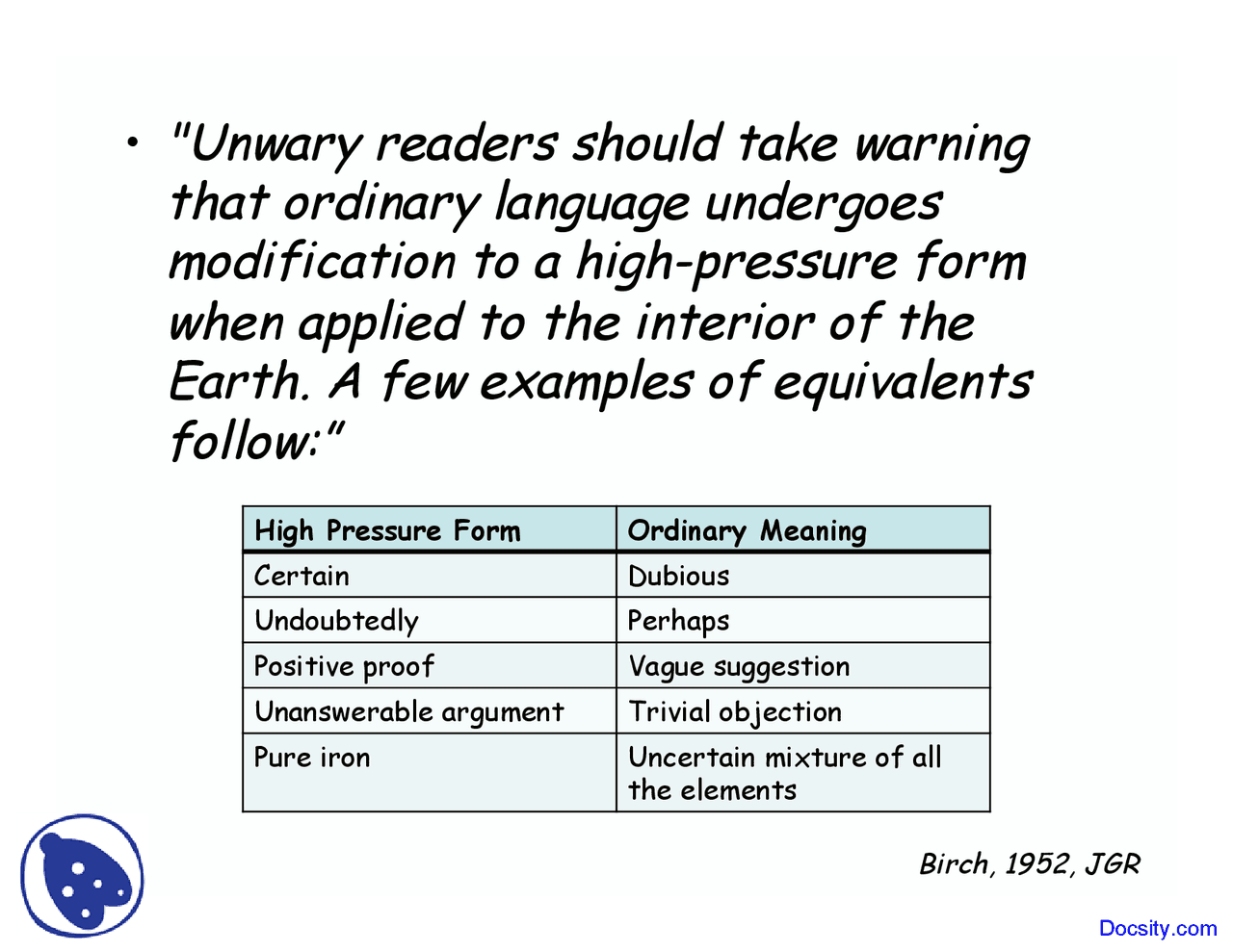 Ordinary Meaning - Seismology - Lecture Slides - Docsity