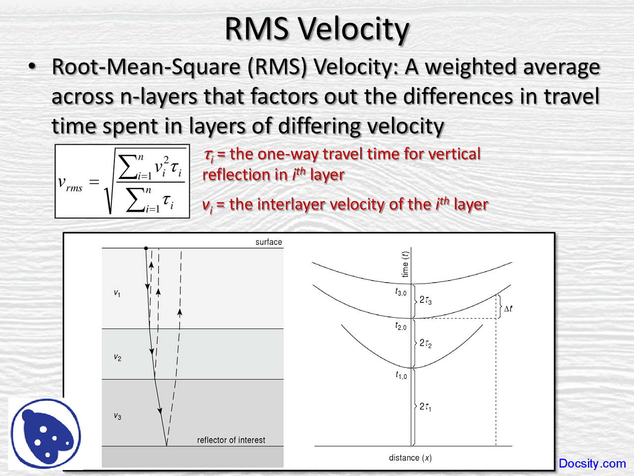 Rms Velocity Seismology Lecture Slides Docsity