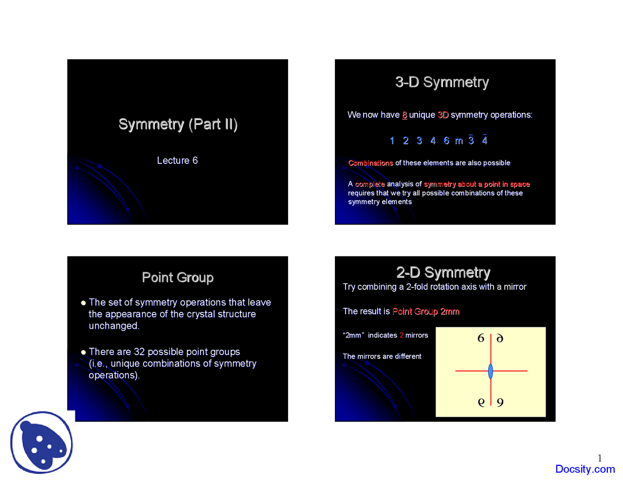 Symmetry 2 Mineral Deposits Lecture Slides Docsity