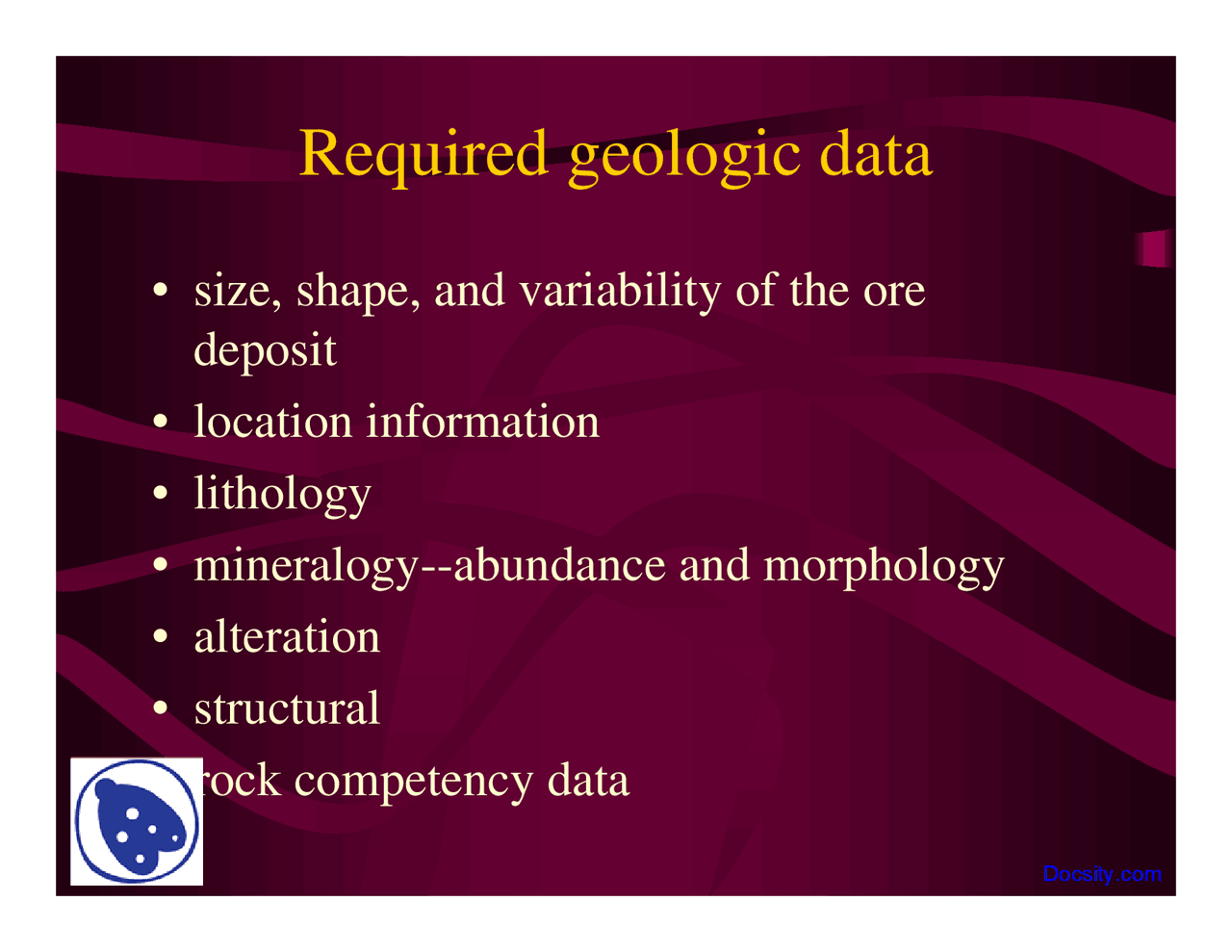 Required Geologic Data Mineral Deposits Lecture Slides Docsity