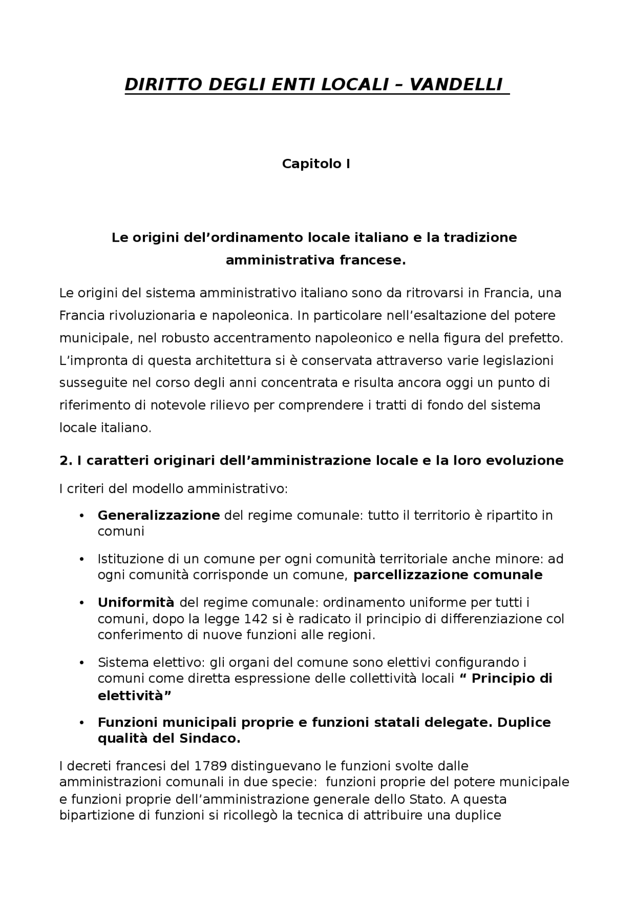 Diritto Degli Enti Locali Completo Vandelli Docsity