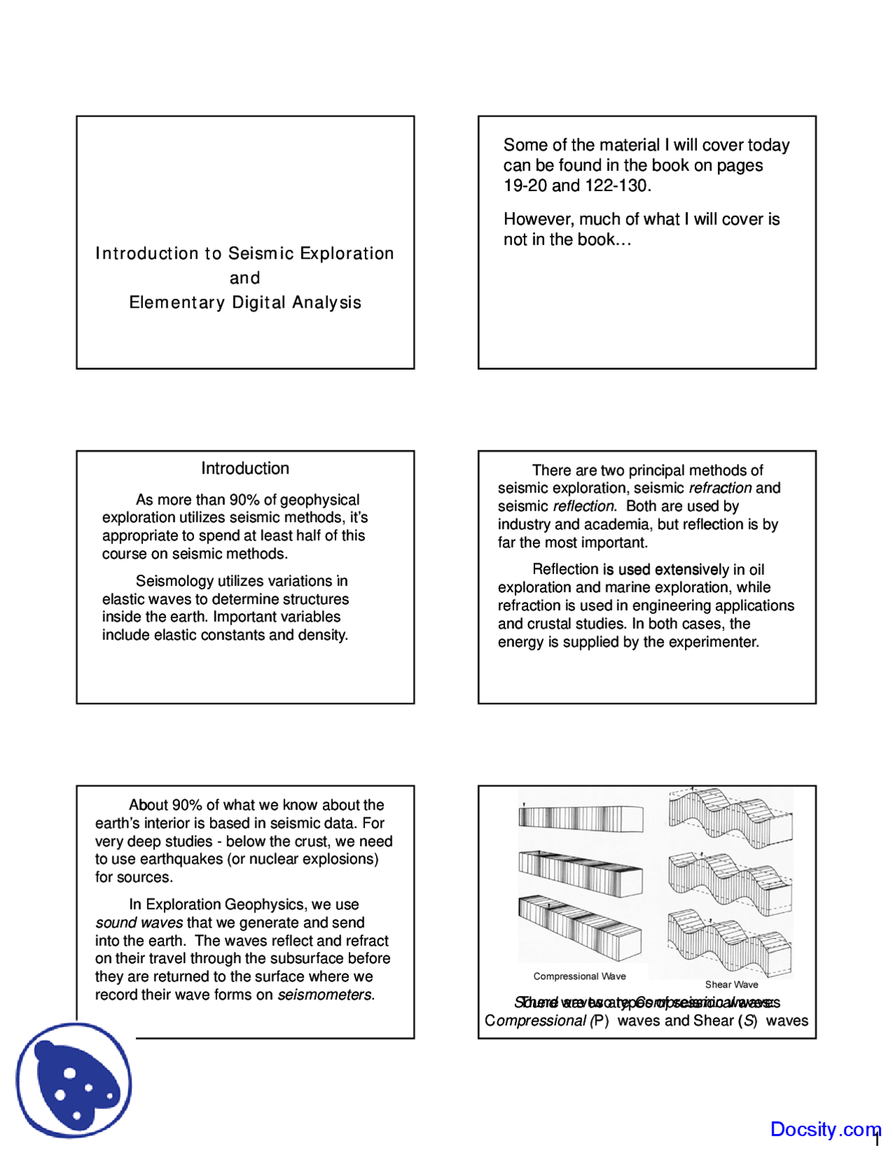 Elementary Digital Analysis - Seismology - Lecture Slides - Docsity