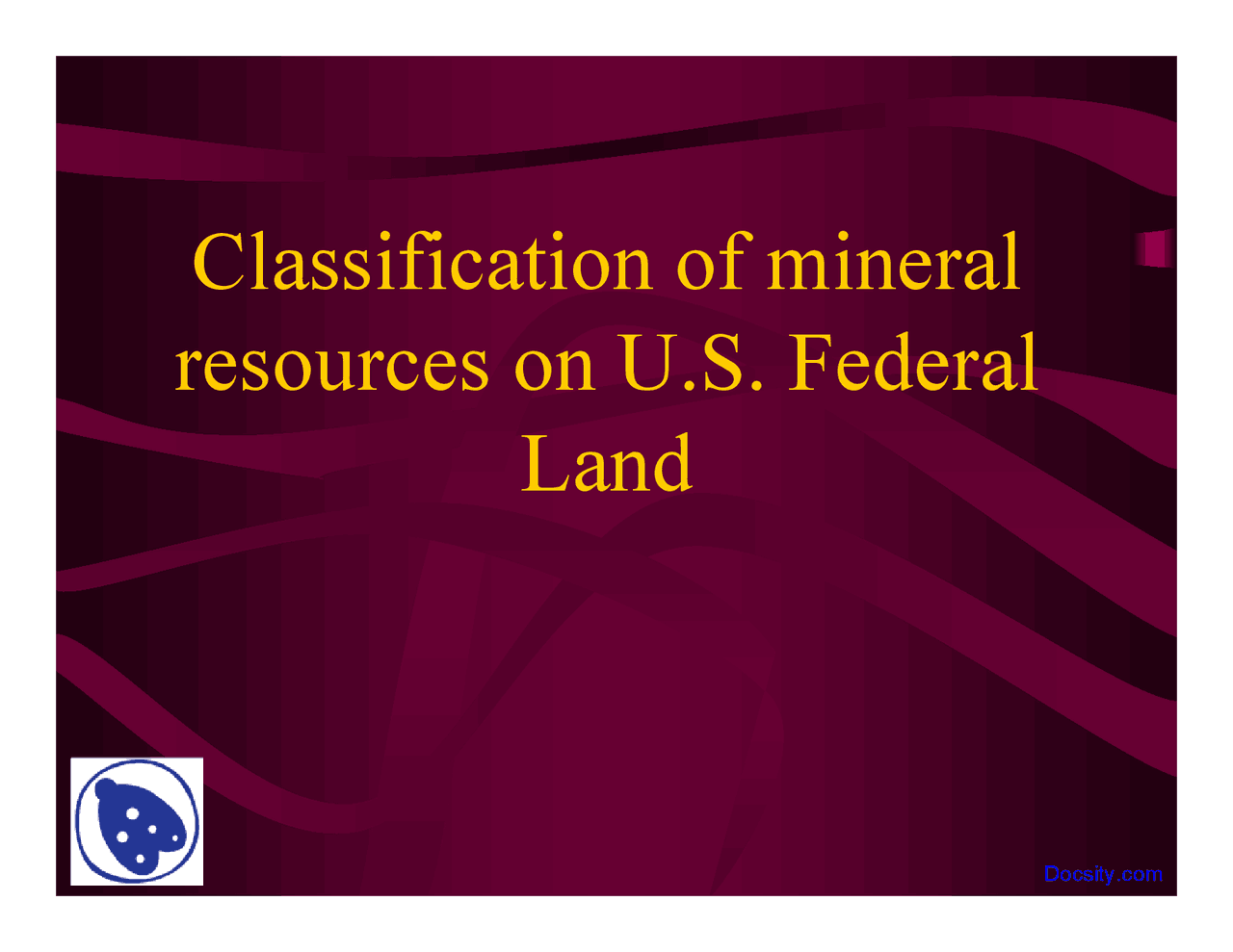 Classification Mineral Deposits Lecture Slides Docsity